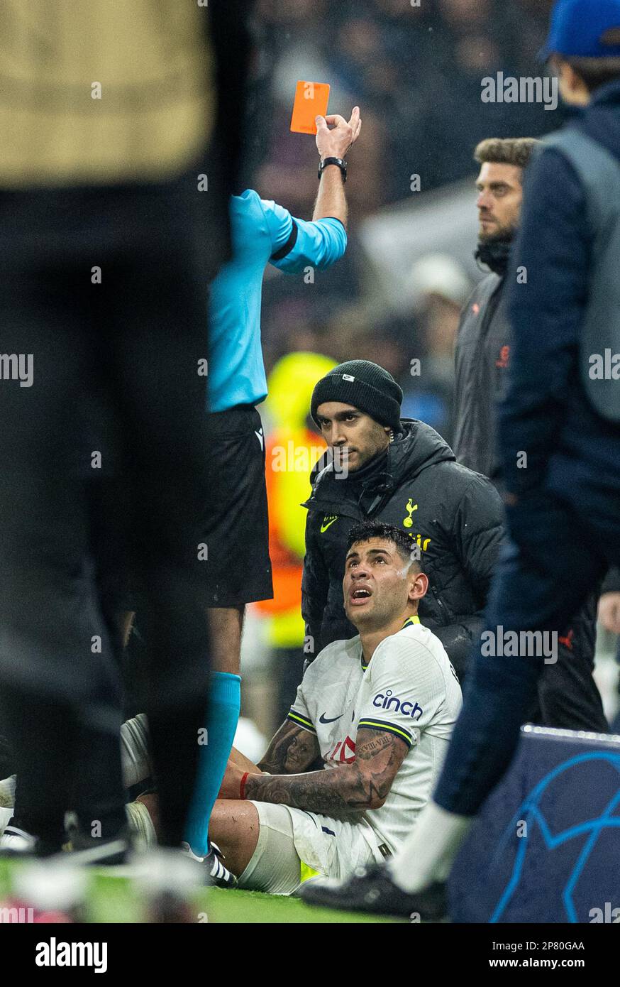 London, UK. 9th Mar, 2023. Tottenham Hotspur's Cristian Romero (Bottom ...
