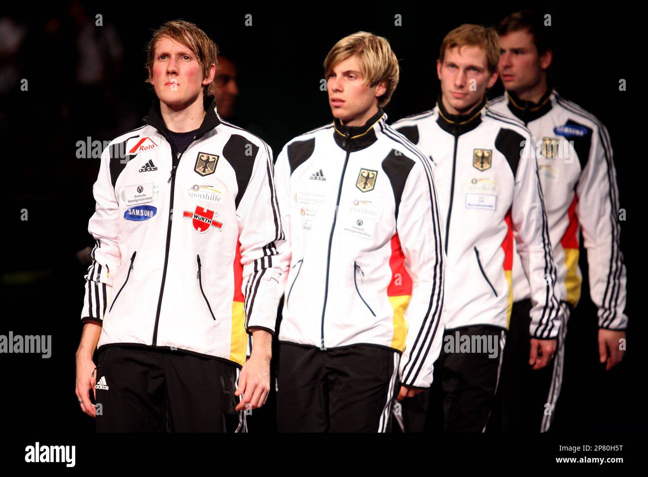 Silver medalist German team from left, Benjamin Kleibrink, Peter Jopich ...