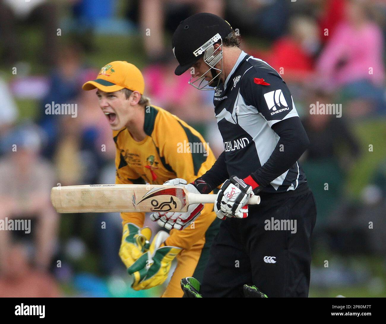 Australia's wicket keeper Tim Paine celebrates after stumping New ...