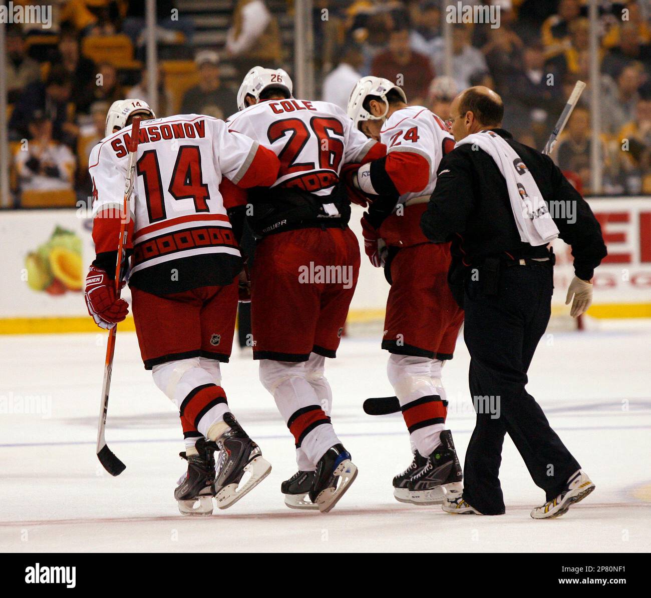 In this Saturday, Oct. 3, 2009, photo, Carolina Hurricanes' Erik Cole ...