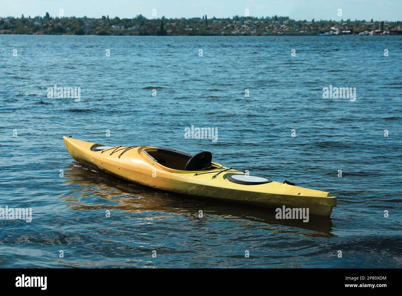 Modern kayak on river. Summer camp activity Stock Photo - Alamy