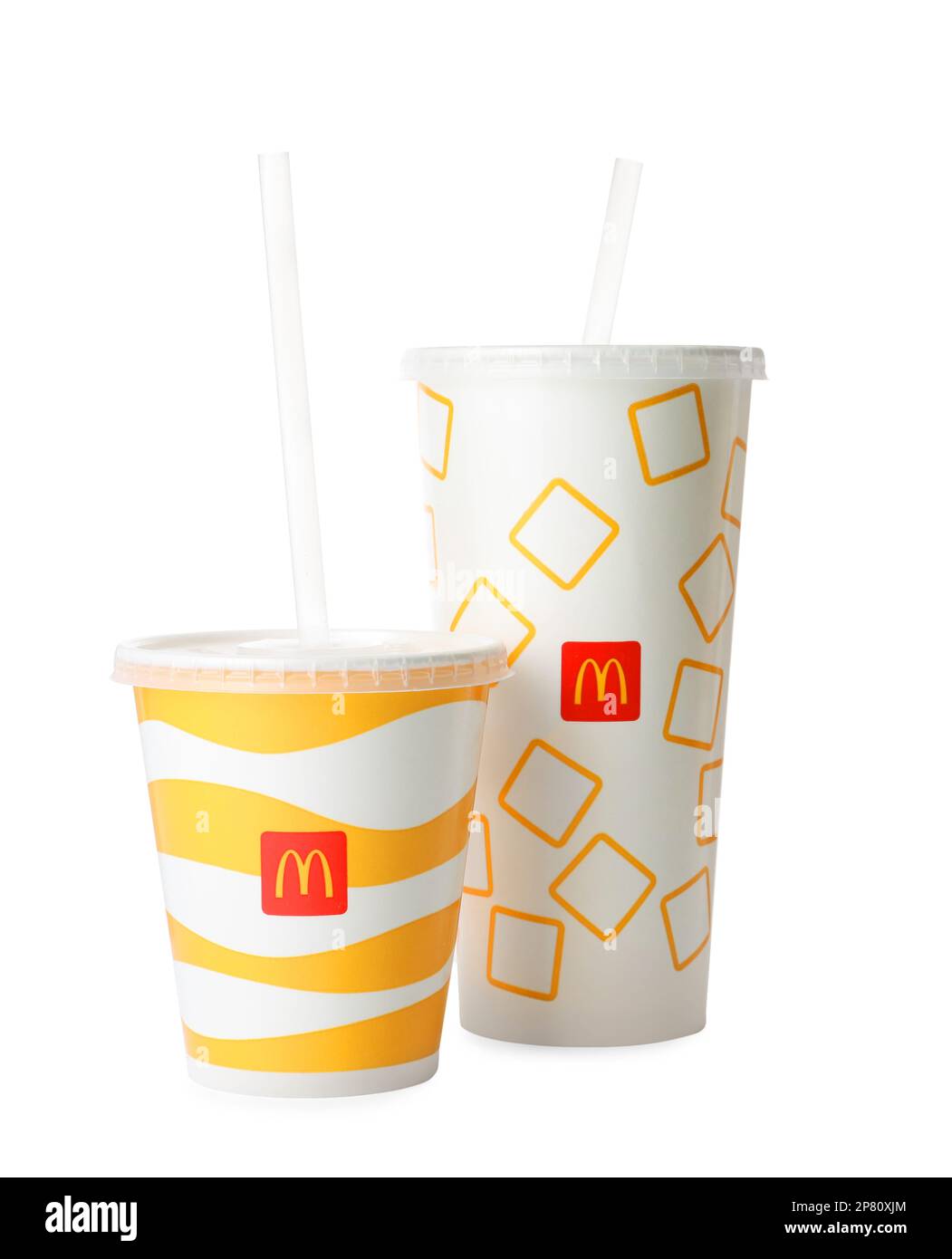 MYKOLAIV, UKRAINE - AUGUST 11, 2021: Cold McDonald's drinks isolated on ...