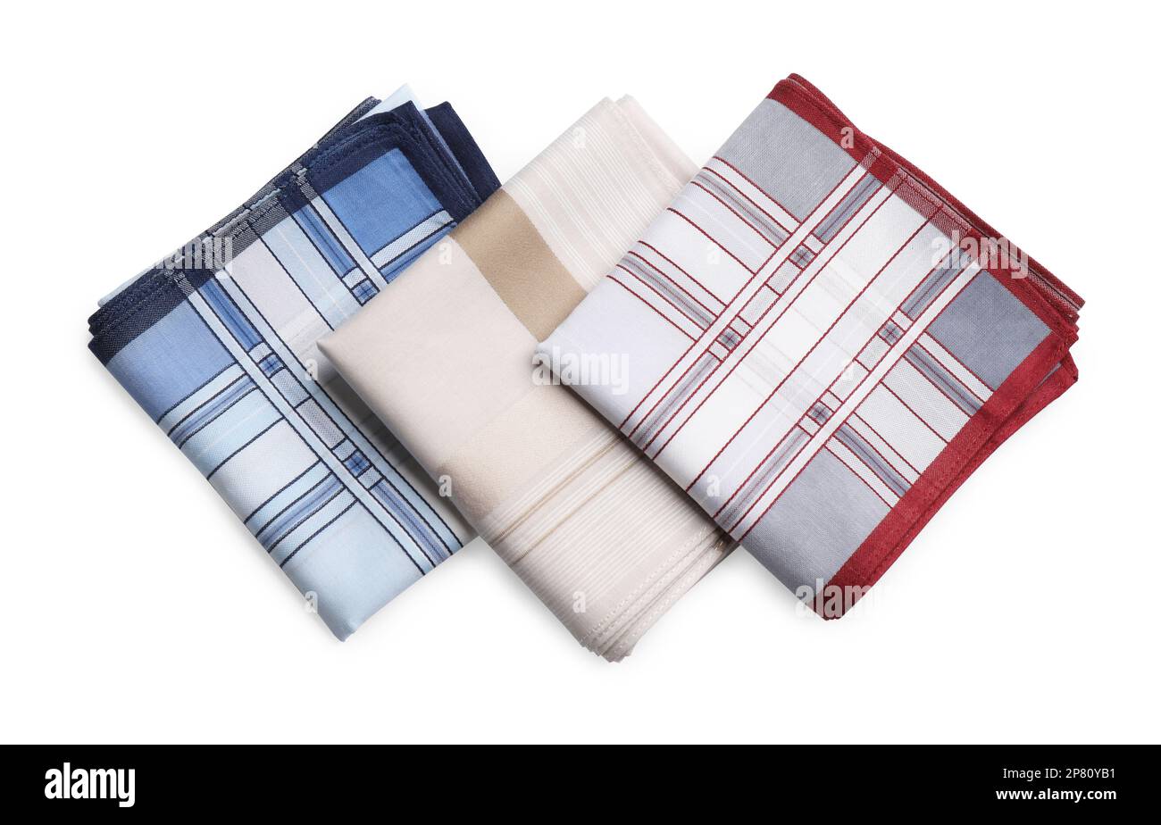 Stylish handkerchiefs on white background, flat lay Stock Photo - Alamy