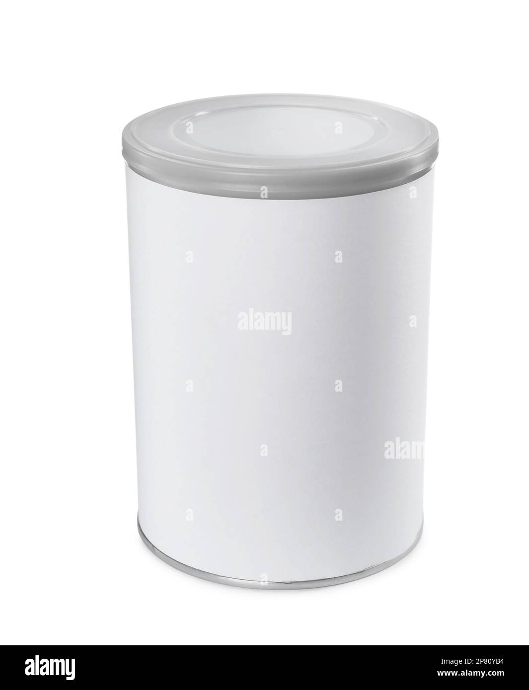 Blank can of powdered infant formula isolated on white, mockup for ...