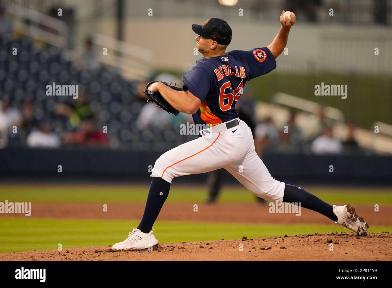 Houston Astros starting pitcher Brandon Bielak throws during the second ...