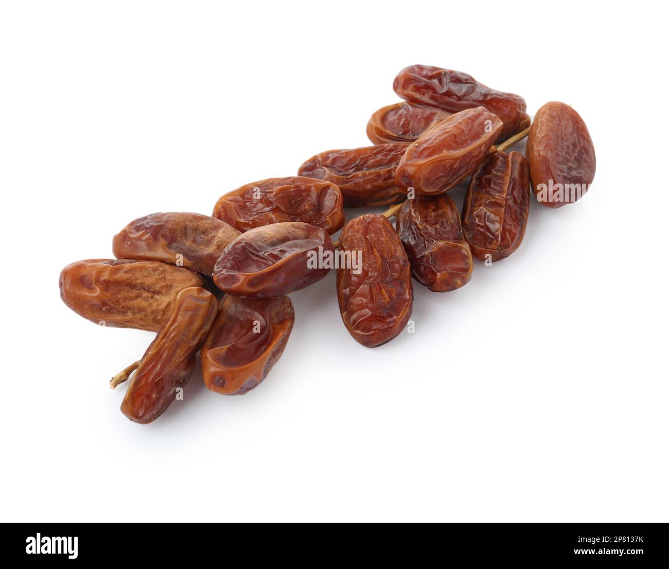 Sweet dates on branch against white background. Dried fruit as healthy ...