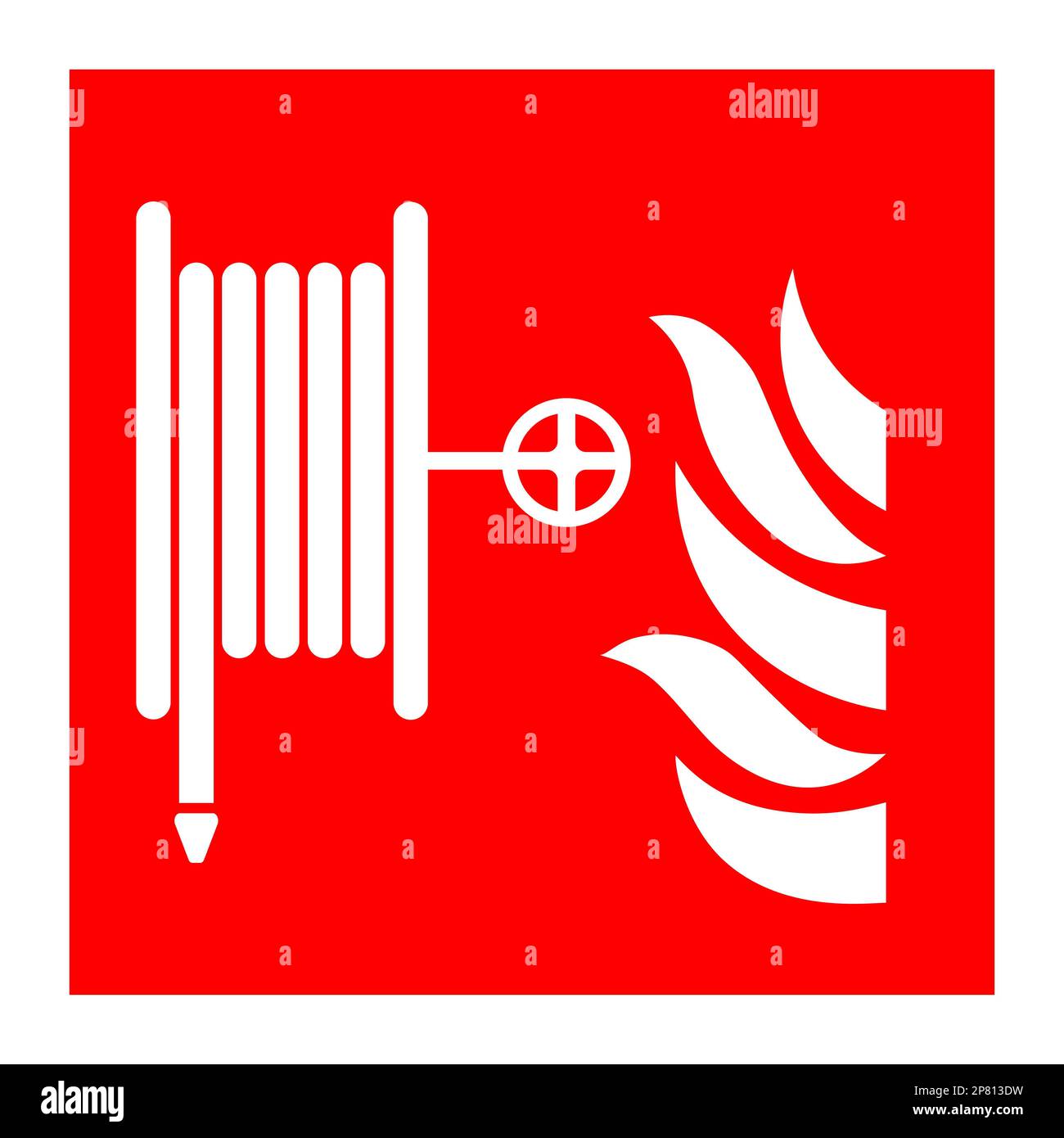 International Maritime Organization (IMO) sign, illustration. Fire hose ...