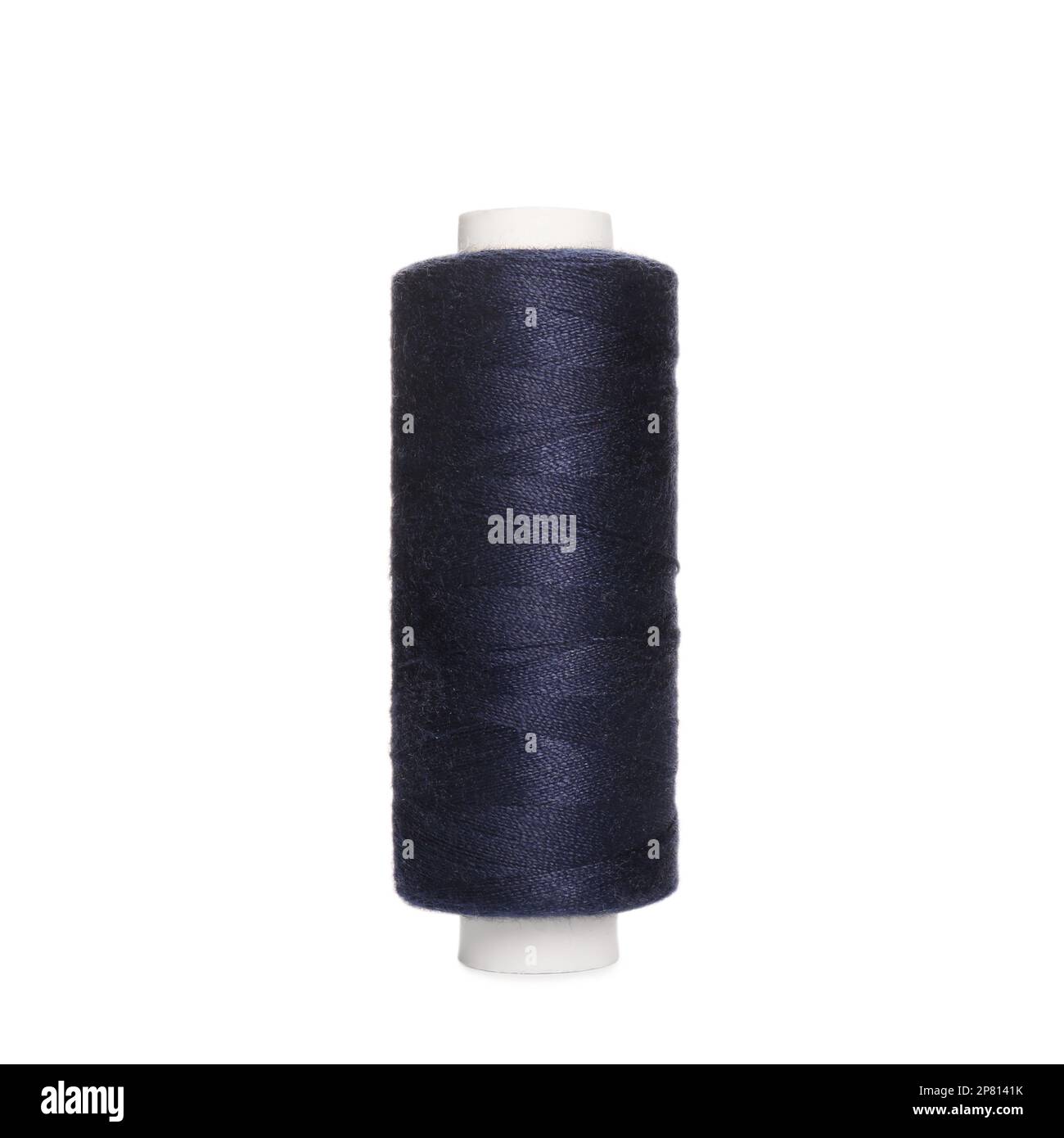 Spool of dark blue sewing thread isolated on white Stock Photo - Alamy