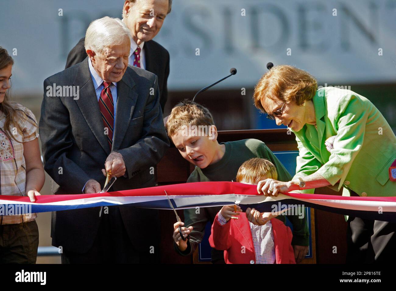 Former President Jimmy Carter looks on as his grandson Hugo Wentzel ...