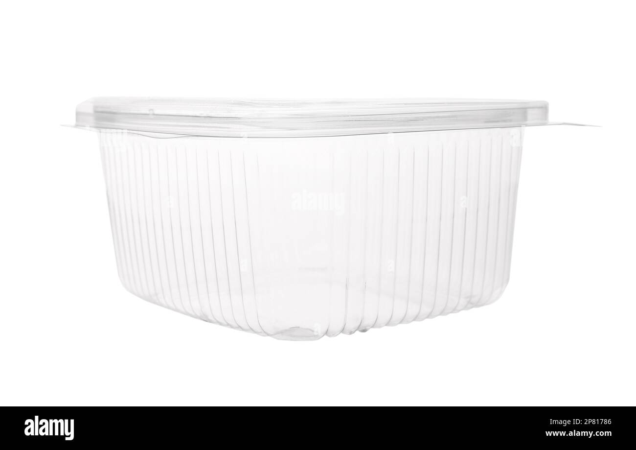Empty plastic container for food isolated on white Stock Photo - Alamy