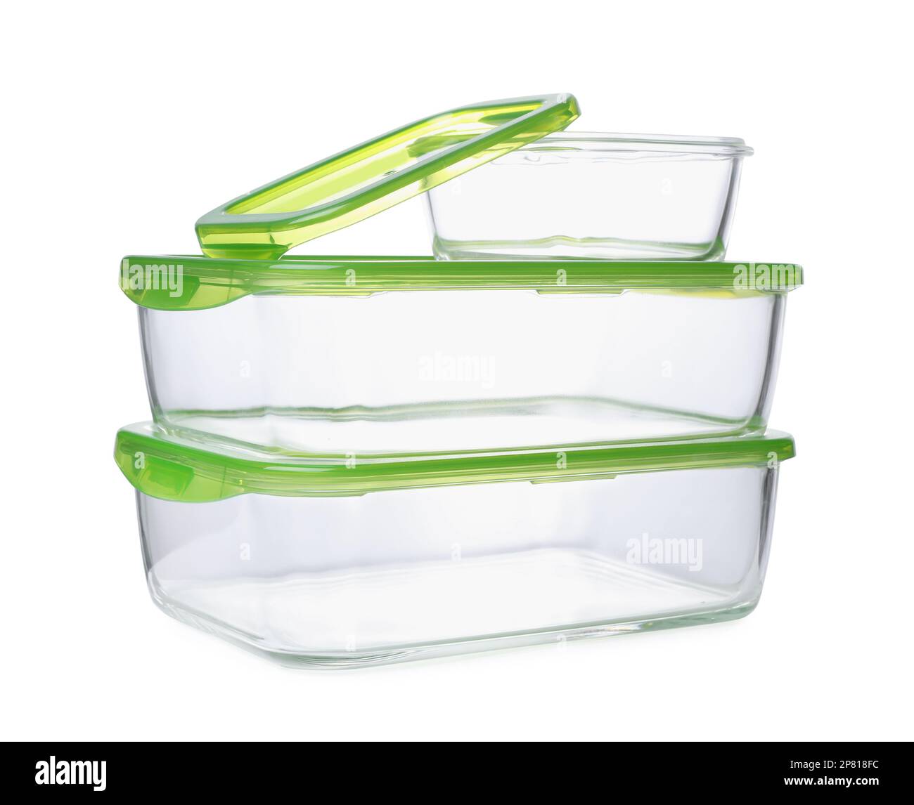 Empty glass containers for food on white background Stock Photo - Alamy