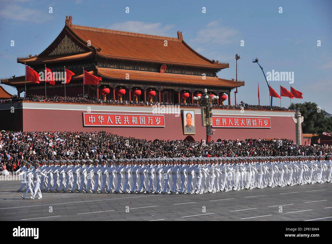 Chinese People's Liberation Army soldiers march during a military ...