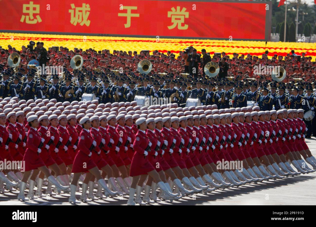 Chinese women march during the military parade to mark the 60th China ...
