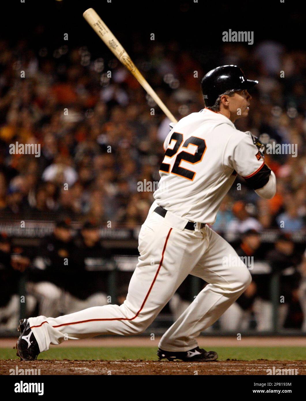 San Francisco Giants' Eli Whiteside swings for a two-run single off ...