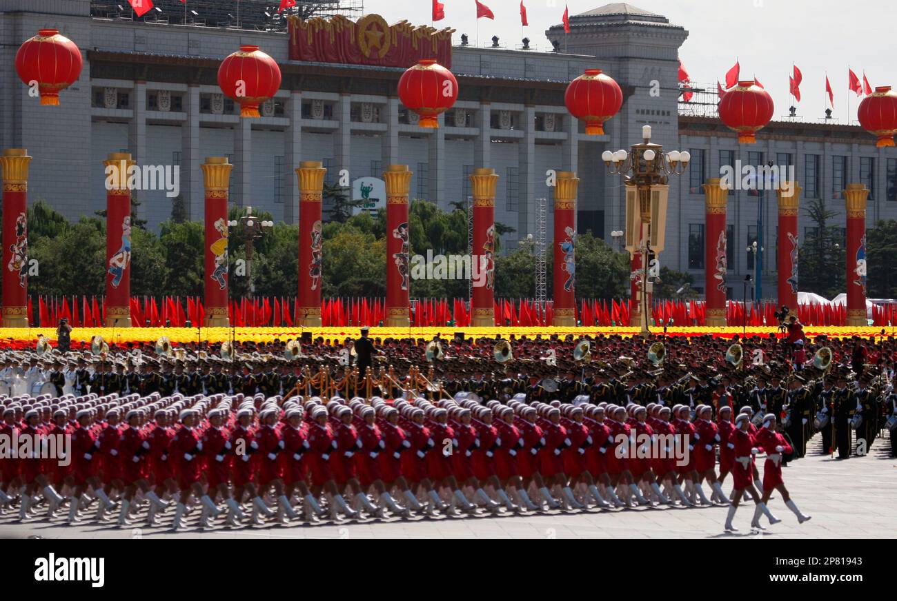 Chinese women march during a military parade to mark the 60th China ...
