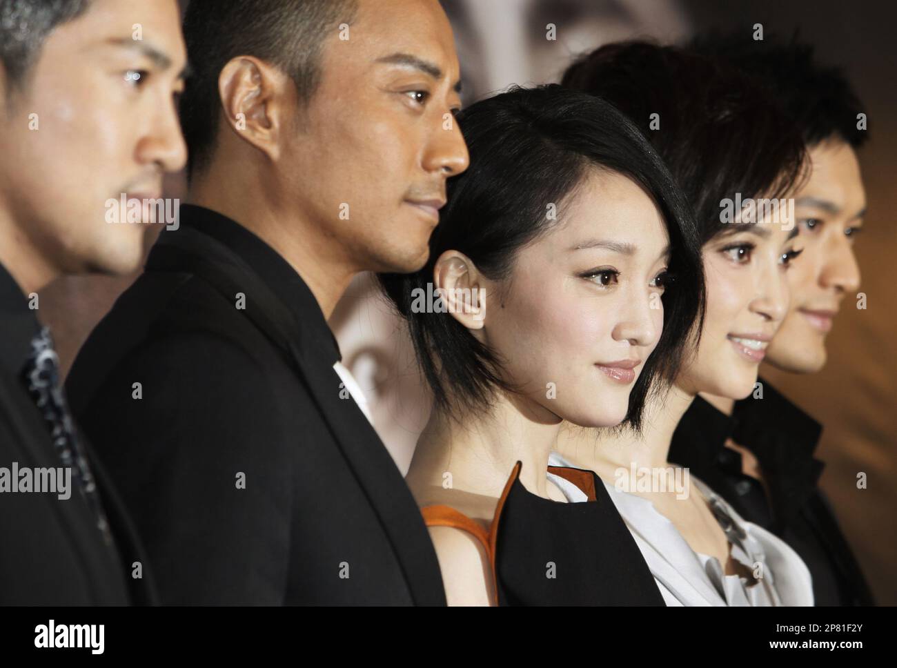 From right, Chinese actor Huang Xiaoming, actresses Li Bingbing, Zhou Xun, Chinese actor Zhang ...