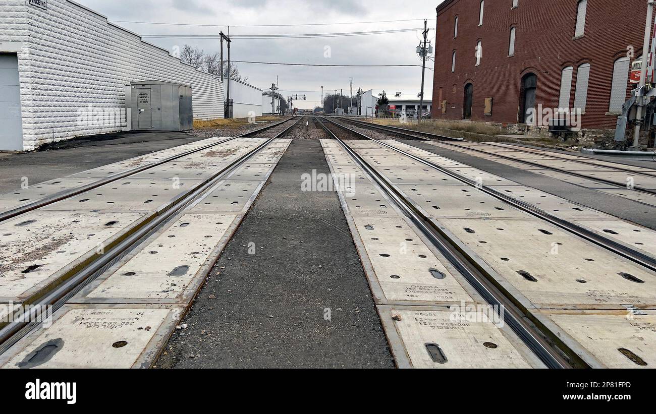 EMPORIA, KANSAS - MARCH 8, 2023 BNSF triple train tracks at the ...