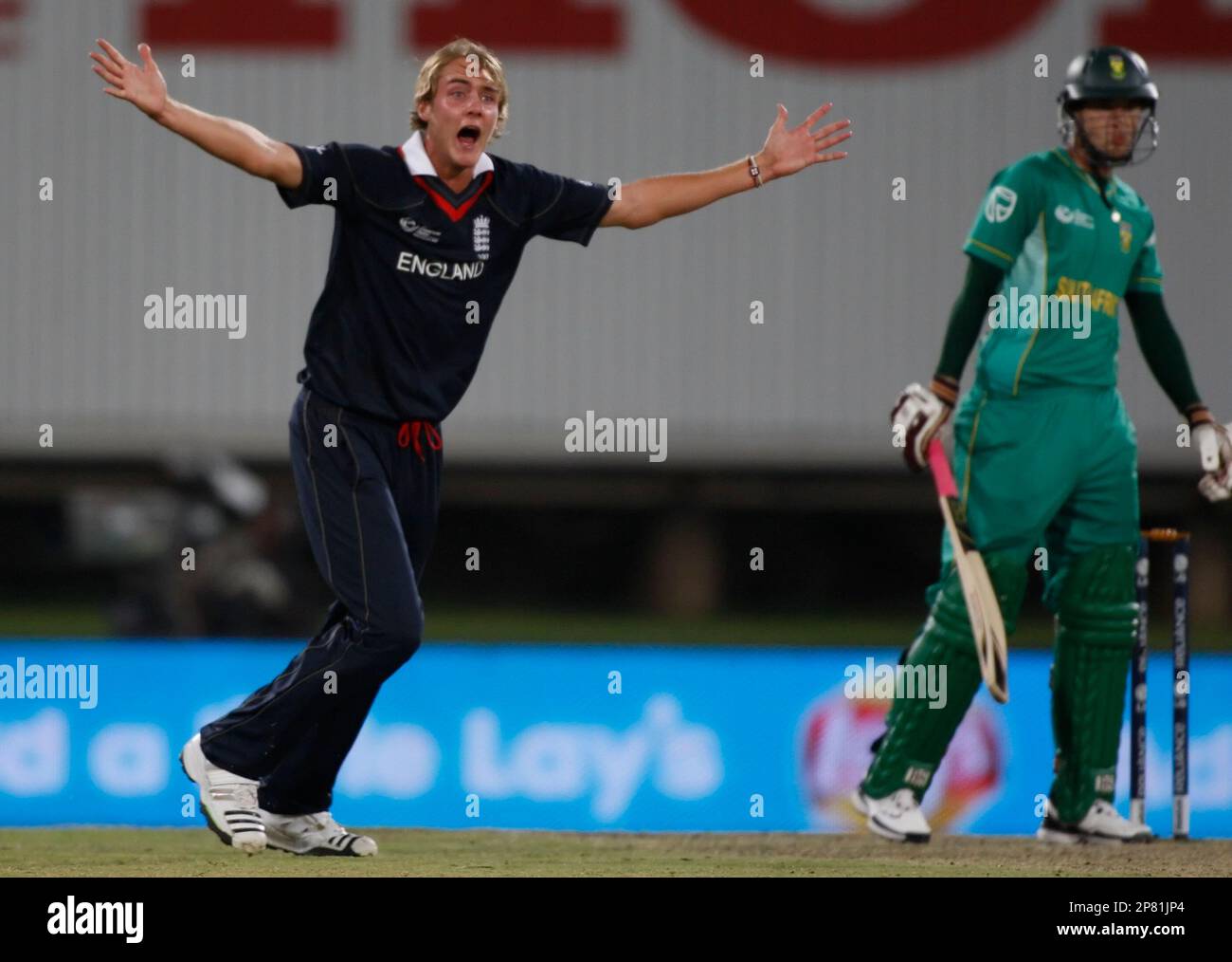 England bowler Stuart Broad appeals for an LBW for South African ...