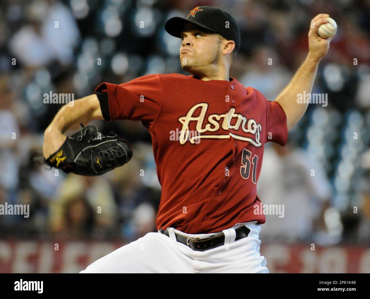 Houston Astros' Wandy Rodriguez (51) delivers a pitch in the first ...