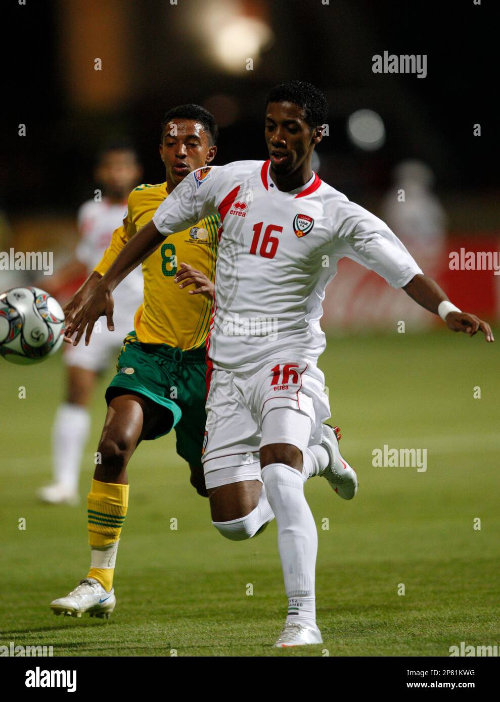 UAE's Mohammed Fayez challenges South Africa's Sameehg Doutie during ...
