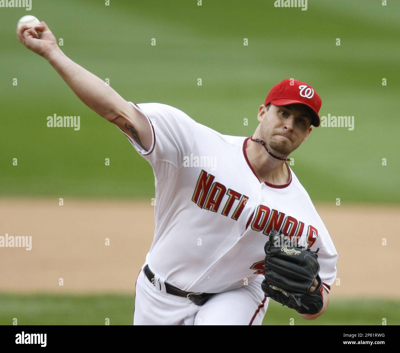 Washington Nationals pitcher Garrett Mock throws against the Atlanta ...