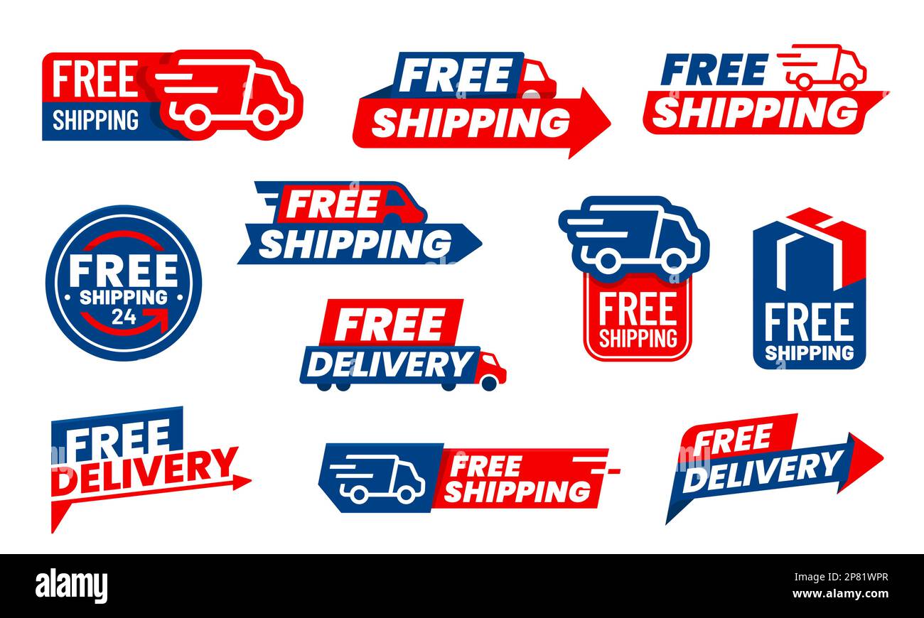 Free delivery icons, truck and arrow for shipping or courier service ...