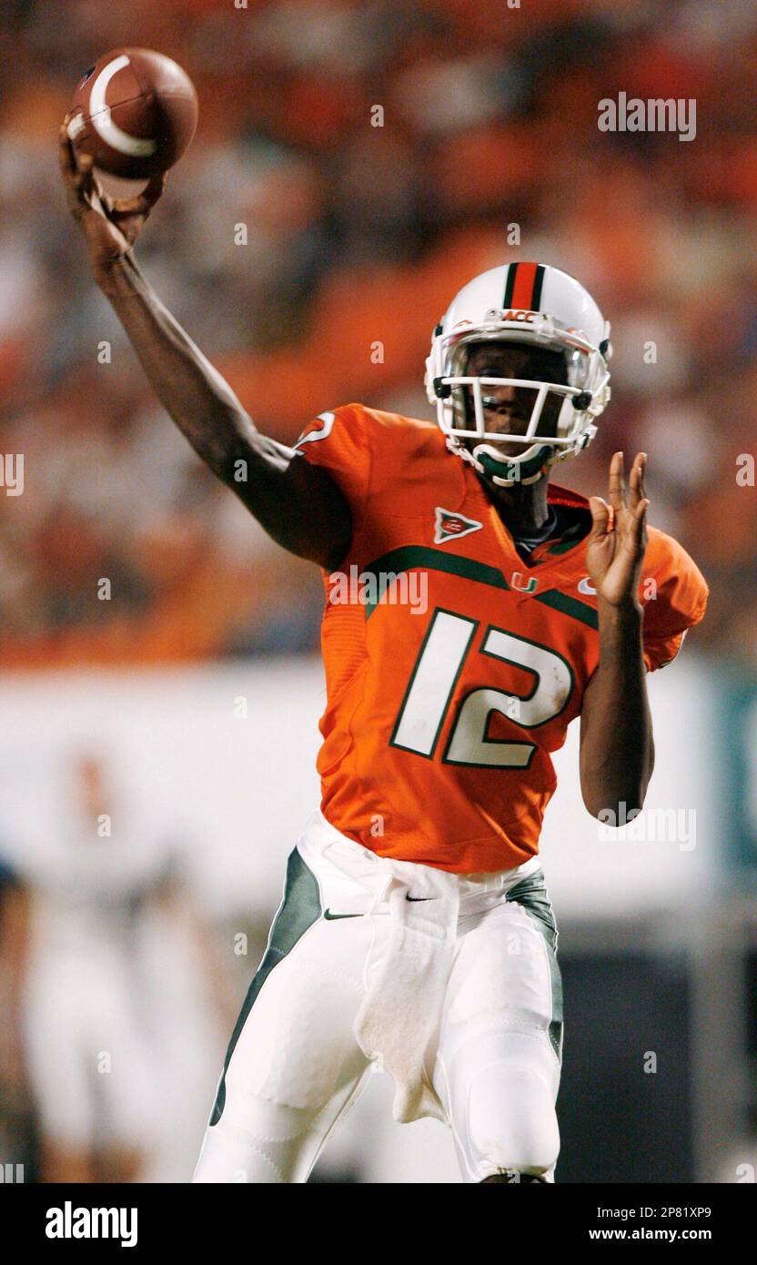 FILE -- This is an Aug. 28, 2008, file photo showing Miami quarterback ...