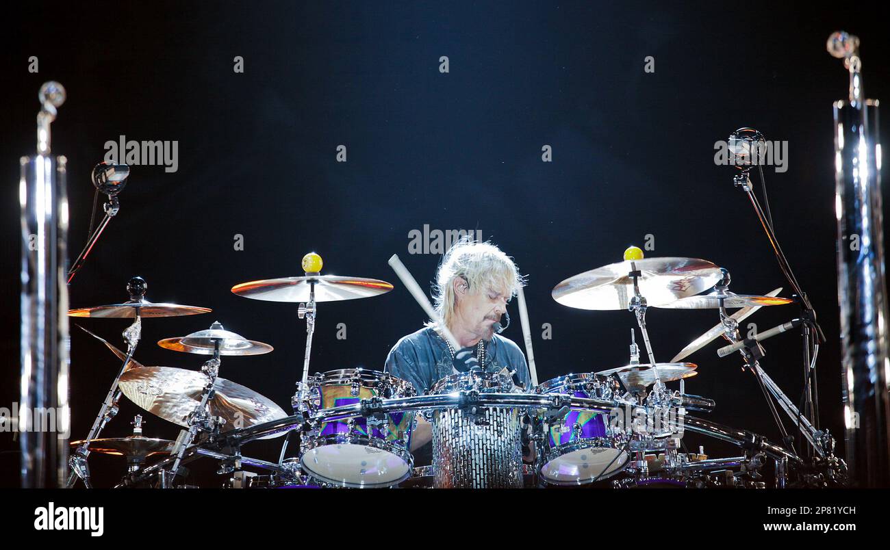 Frank Beard, drummer of US rock band, ZZ Top. The band performed at the ...