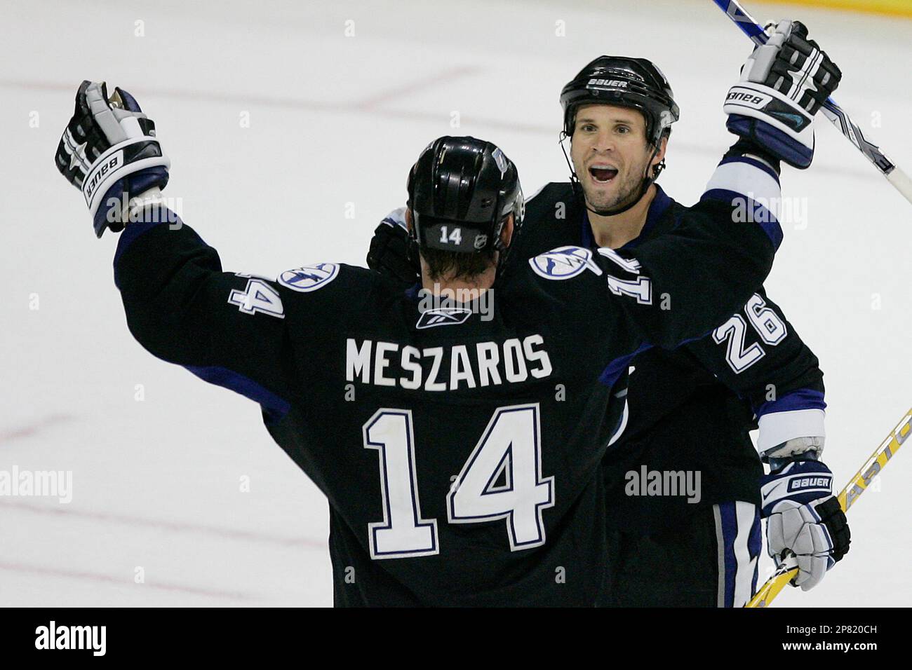 Tampa Bay Lightning's Martin St. Louis celebrates his game winning goal ...