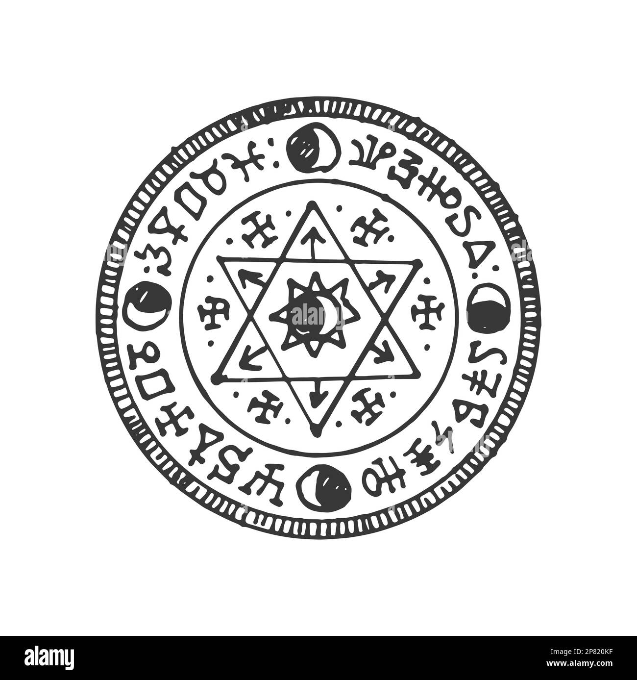 Esoteric amulet, mandala, magic talisman isolated circle magic ...
