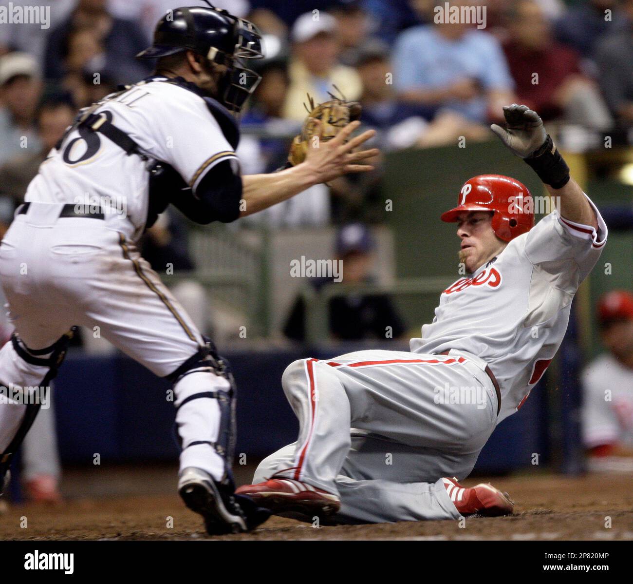 Philadelphia Phillies' Jayson Werth slides safely past Milwaukee ...