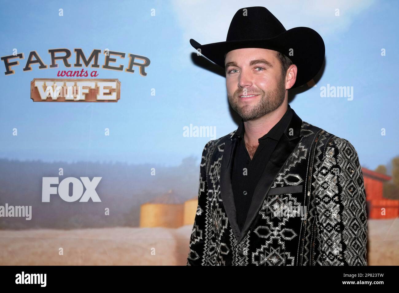 Hunter Grayson attends the premiere FOX television's "Farmer Wants a Wife" at NeueHouse Madison ...