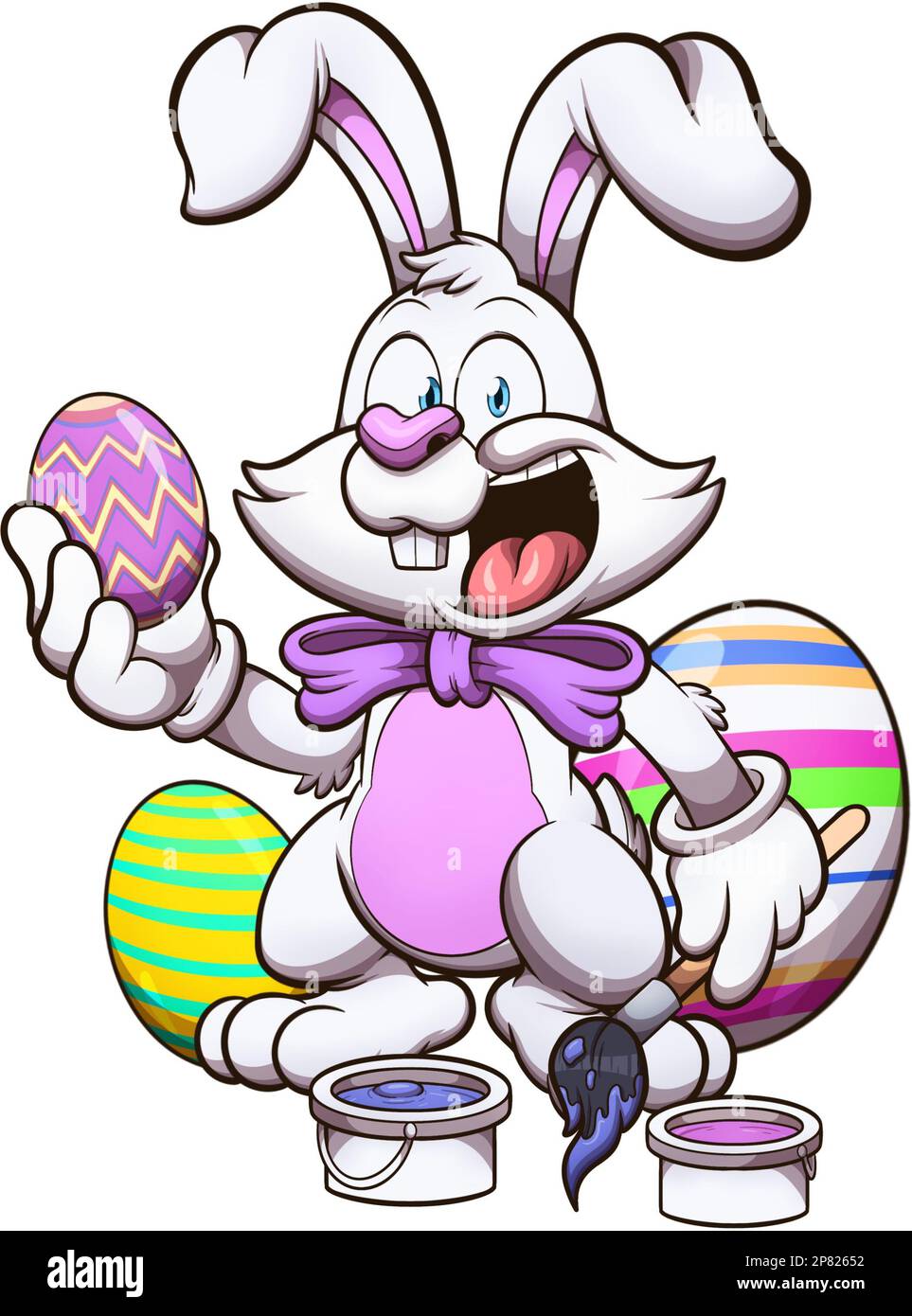 White Easter Bunny Holding An Easter Egg And Brush. Clip art ...