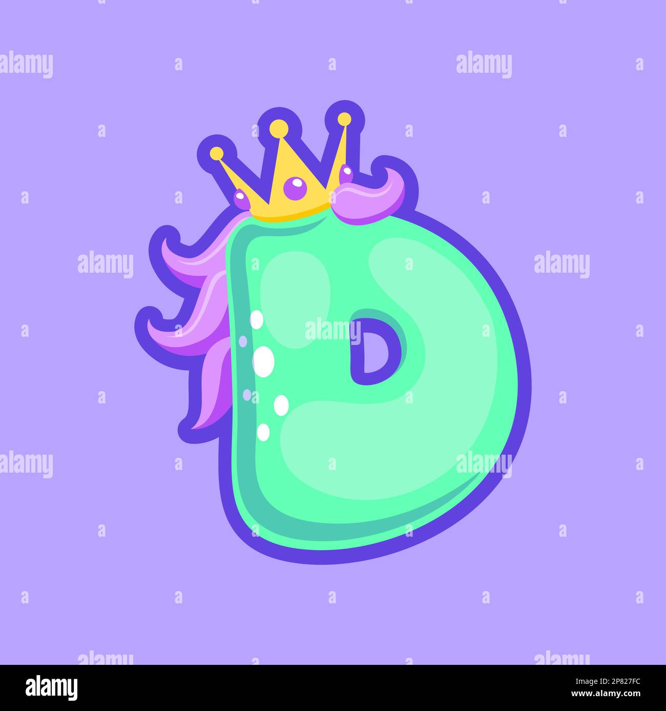 D letter unicorn font ABC, typography capital uppercase English Latin ...
