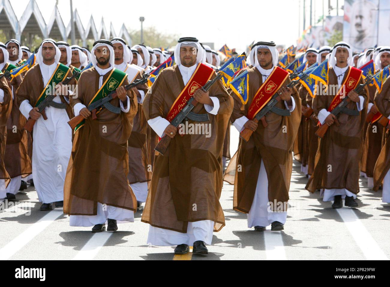 A group of Iranian Arabs, who are members of Basij militia, affiliated ...