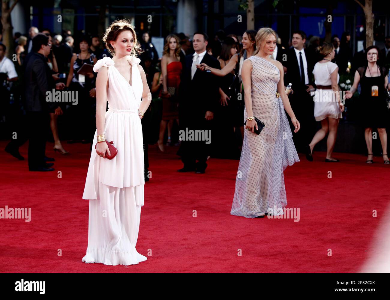Leighton Meester, left, and Chloe Sevigny arrive at the 61st Primetime ...
