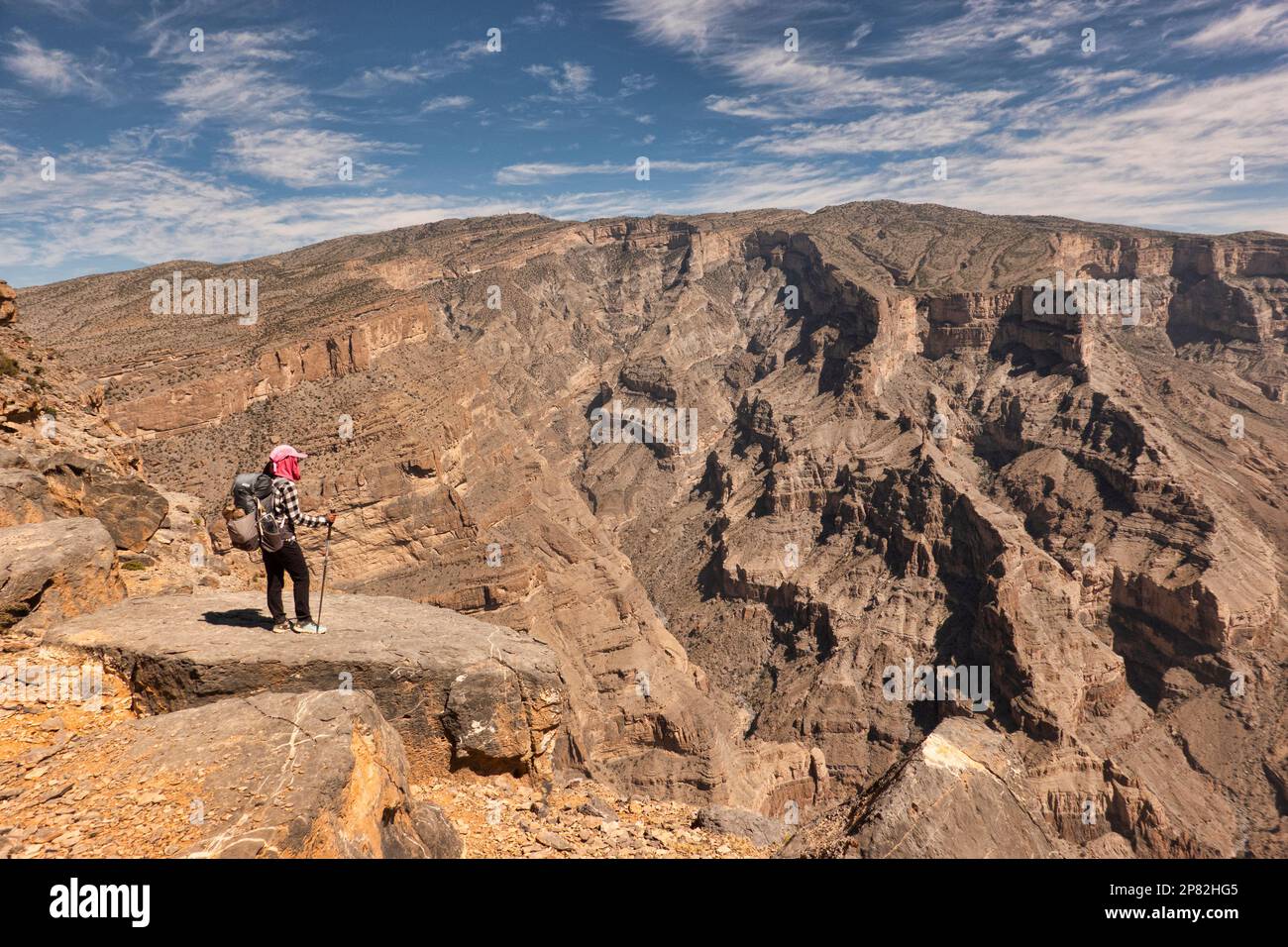 Trekking to Jebel Shams above Wadi Nakhr, the Grand Canyon of Oman, Al ...