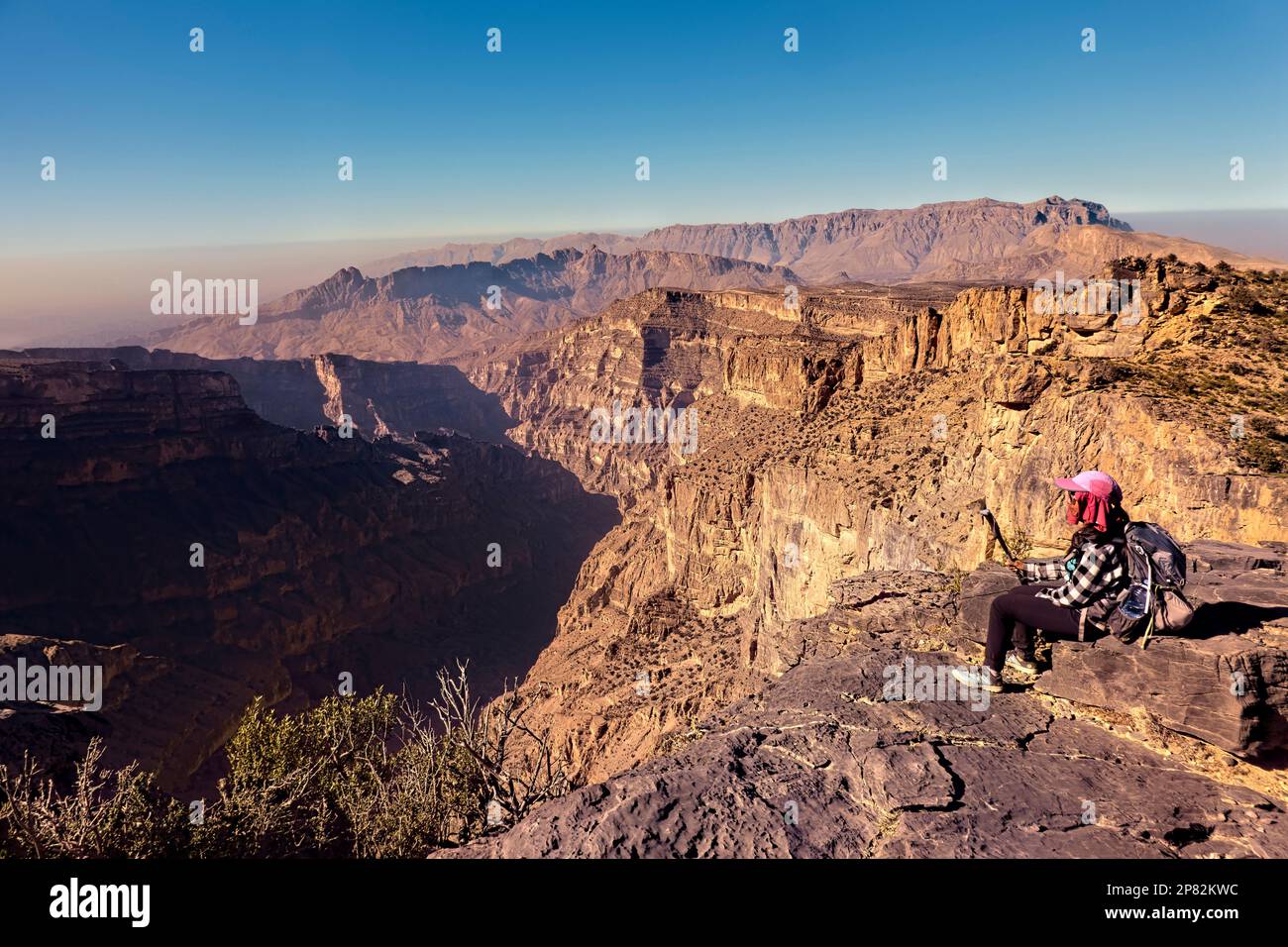 Trekking to Jebel Shams above Wadi Nakhr, the Grand Canyon of Oman, Al ...