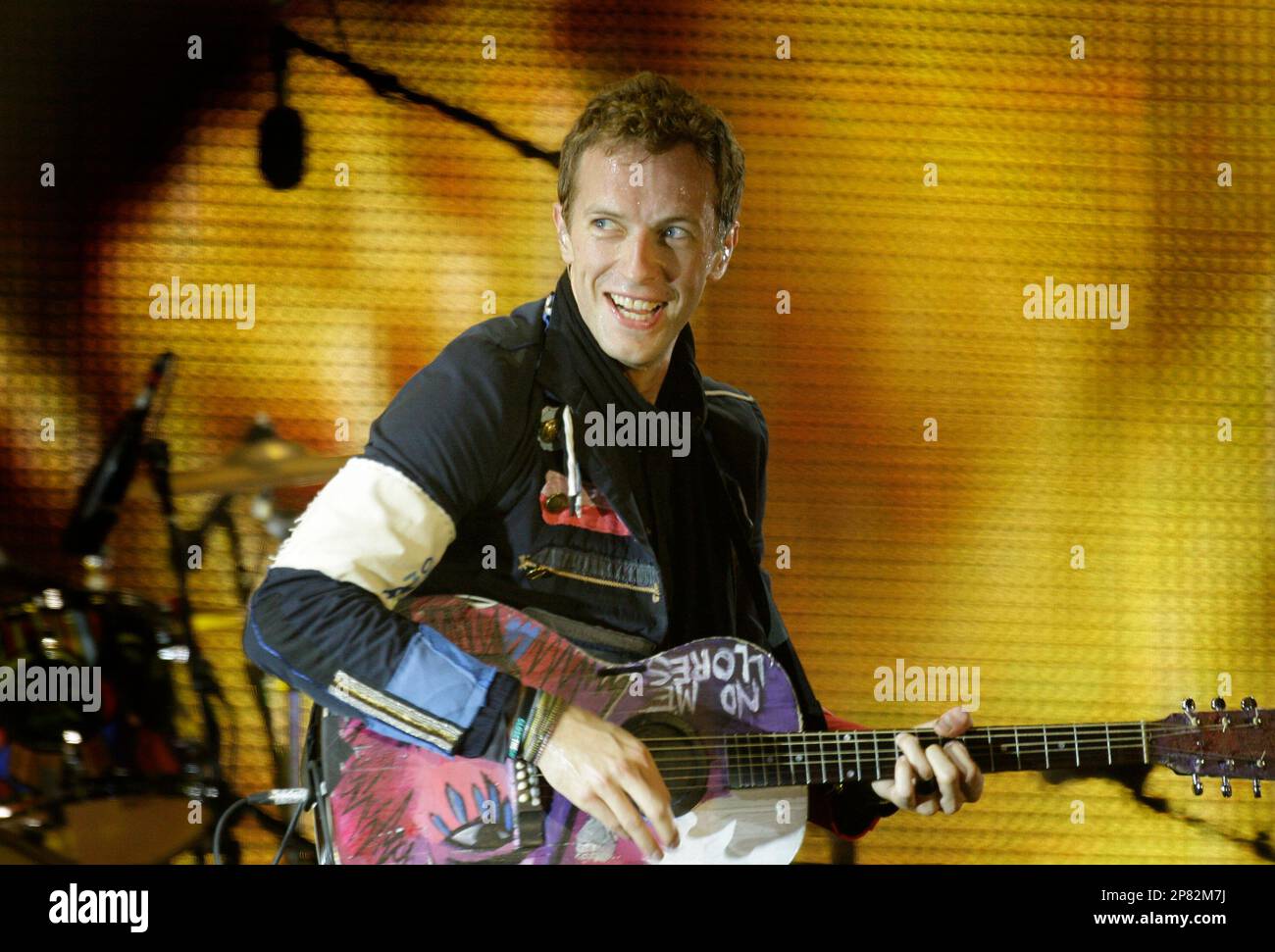 British lead singer Chris Martin, of the band Coldplay, performs at ...