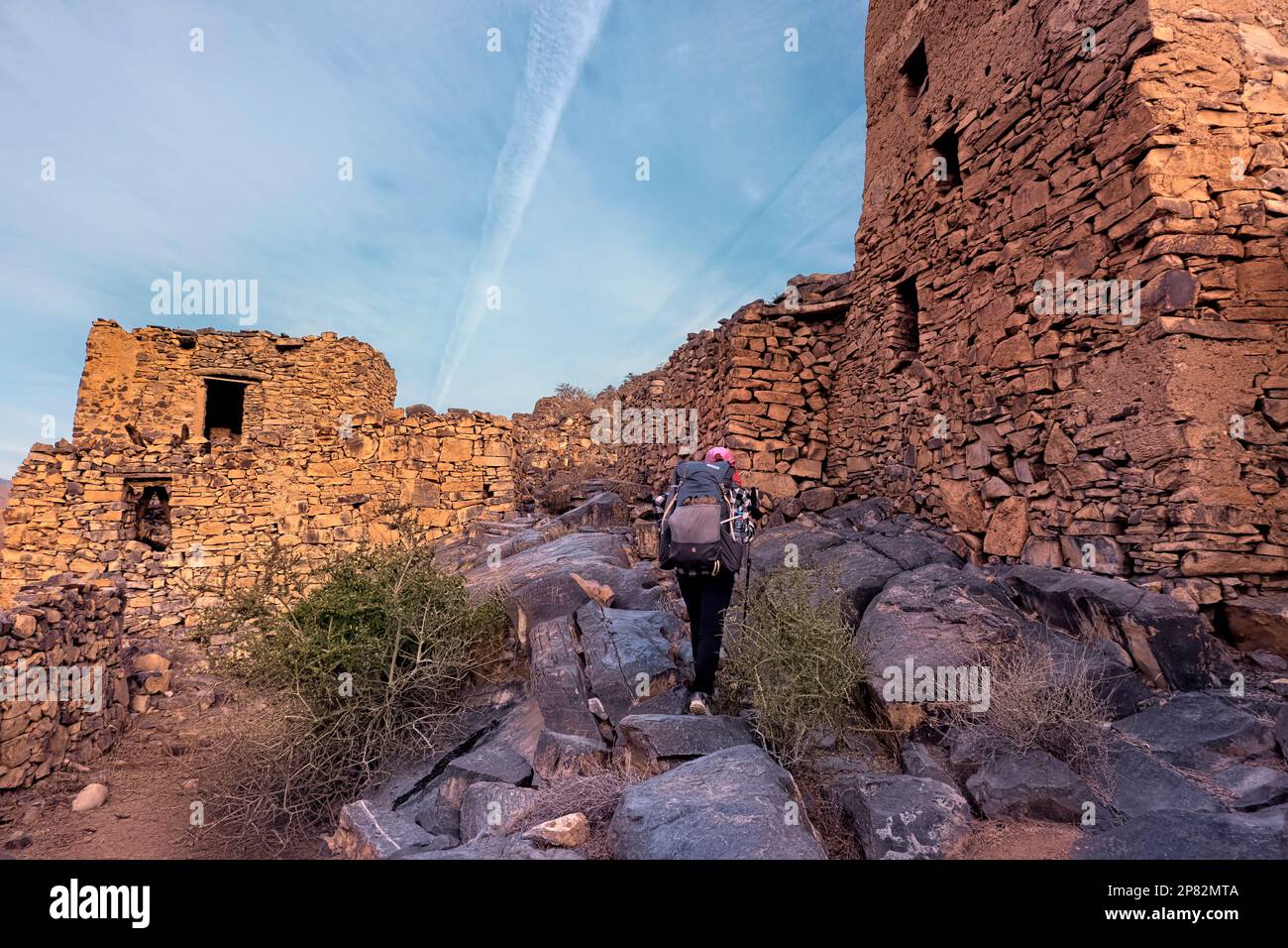 Trekking to Jebel Shams through the ruins of Wadi Ghul, Al Hamra, Oman ...