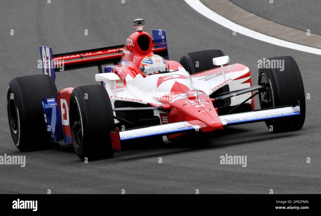 Hideki Muto of Japan competes in a practice session for the IndyCar ...