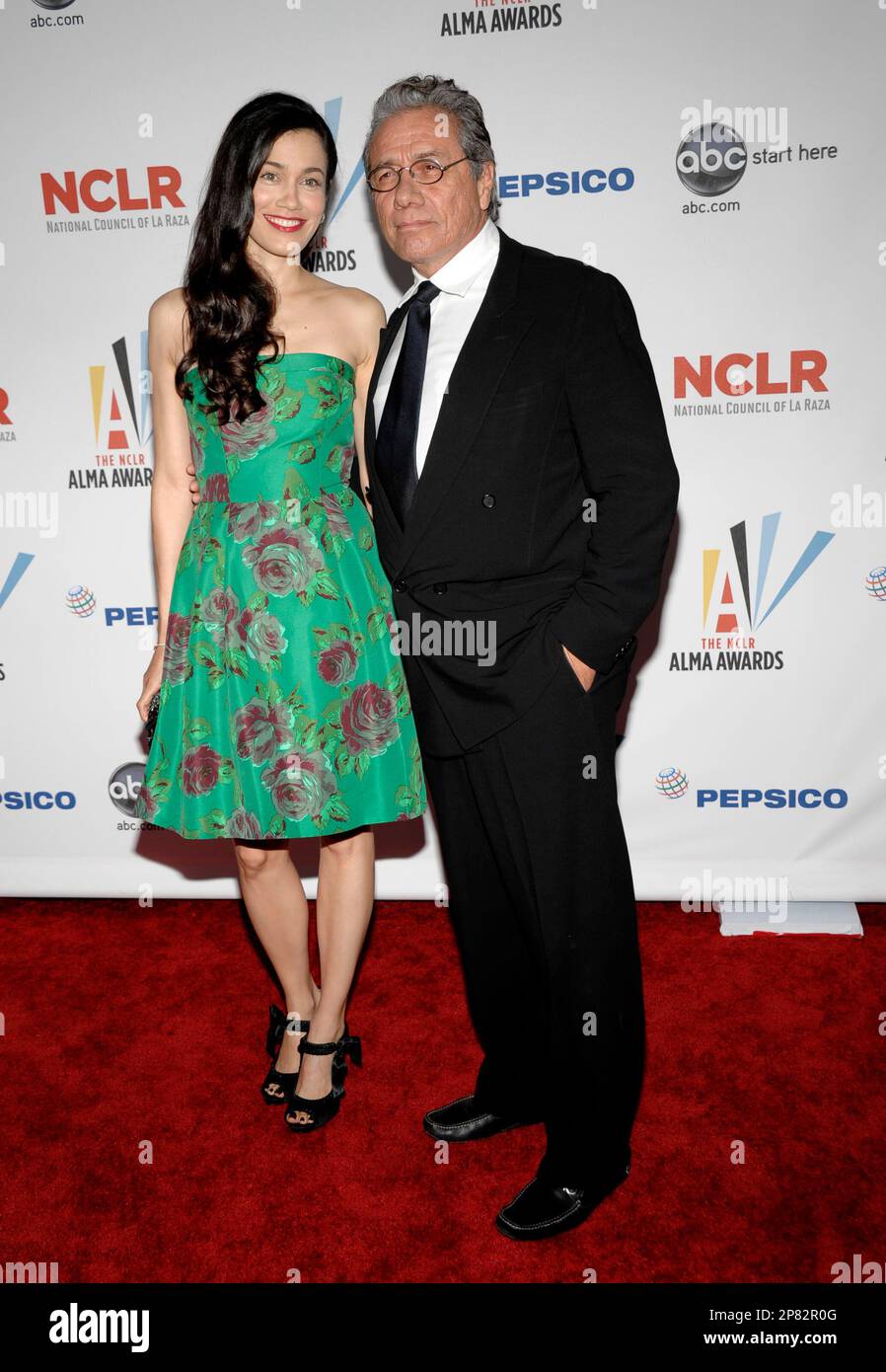 Edward James Olmos and his wife, Lymari Nadal arrive at the ALMA Awards ...