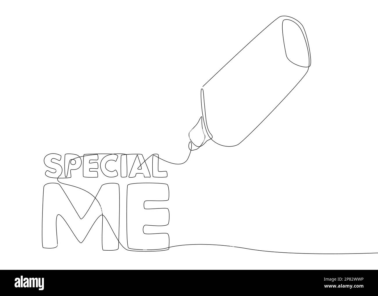 One continuous line of Special Me text written with a pencil, felt tip ...