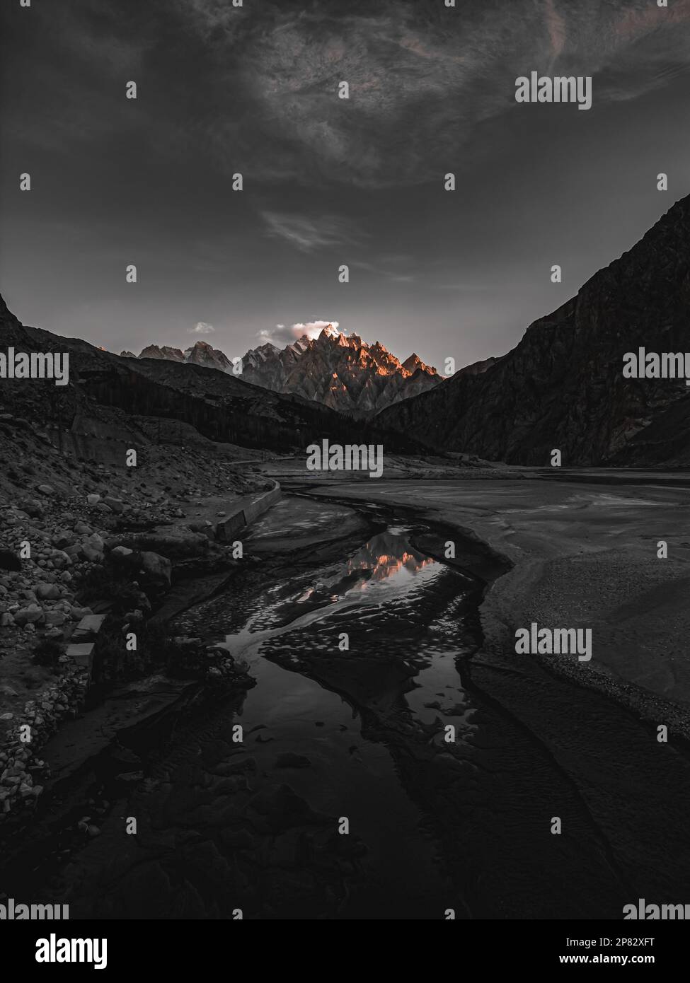 A view of Gulmit Gojal valley with famous landmark as Passu Cones or ...