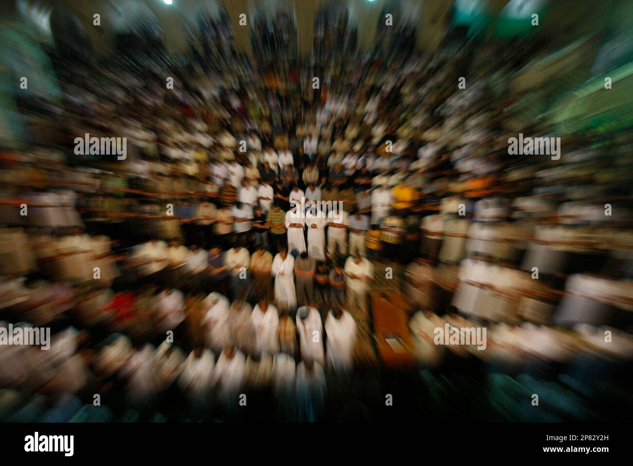 Palestinian Muslim worshippers pray during Lilat al-Qader, also known ...