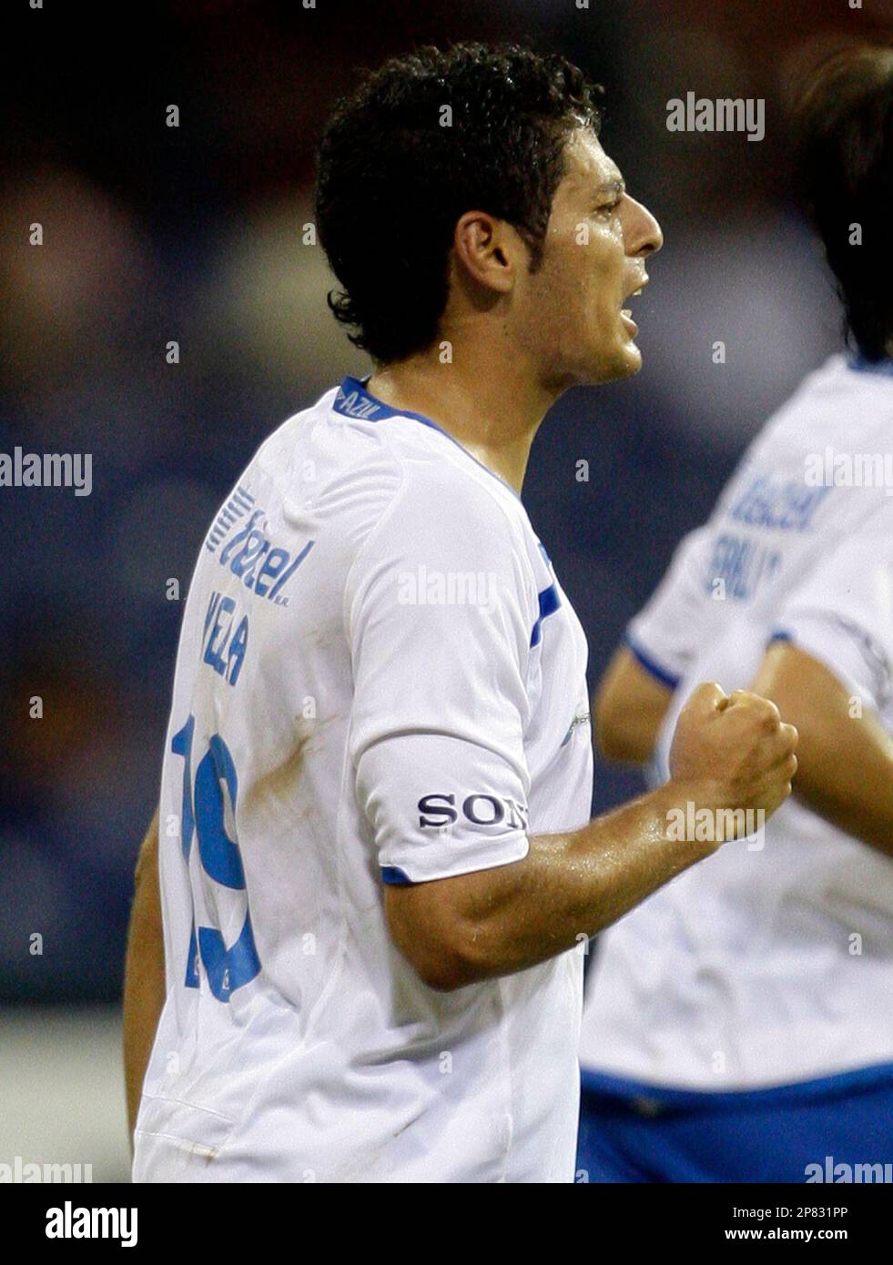 Mexico's Cruz Azul's Alejandro Vela celebrates after scoring during a ...