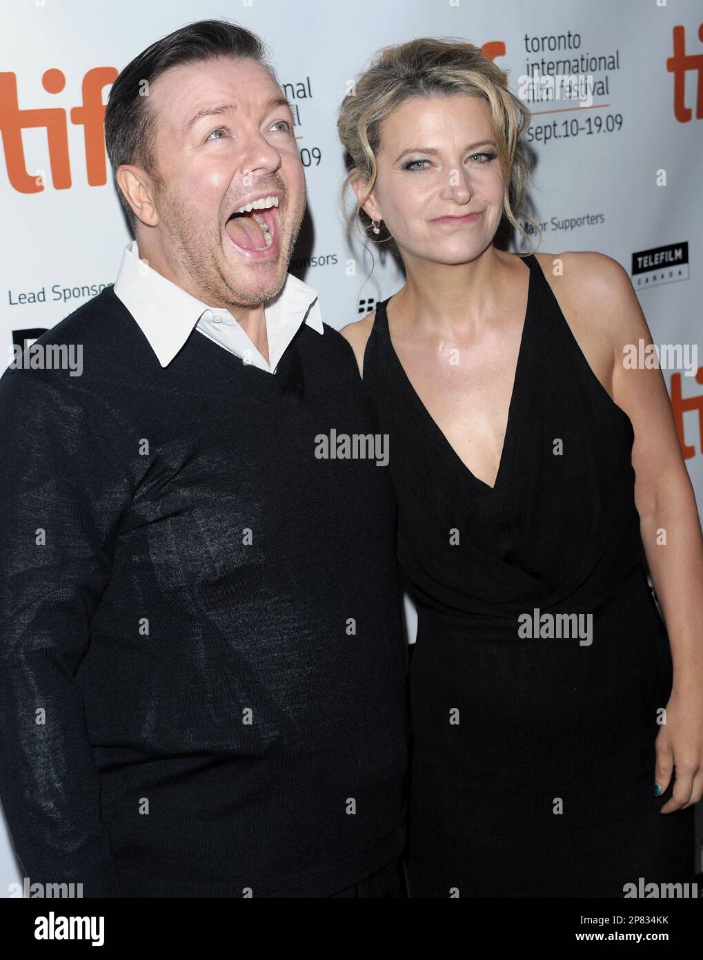 Actor-director Ricky Gervais and guest Jane Fallon attend the gala ...