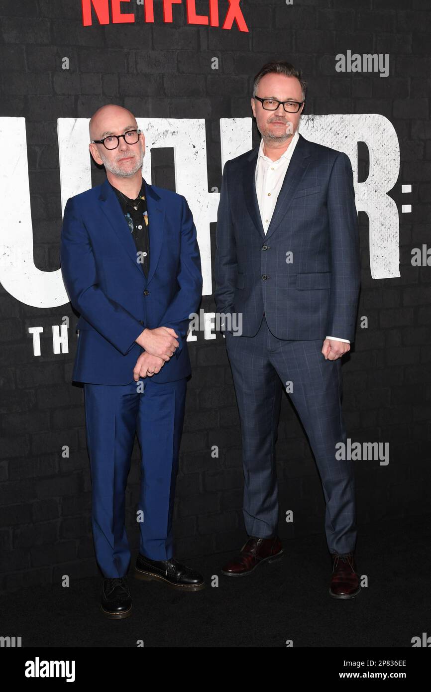 Neil Cross and Jamie Payne attend the 'Luther: The Fallen Sun' film ...