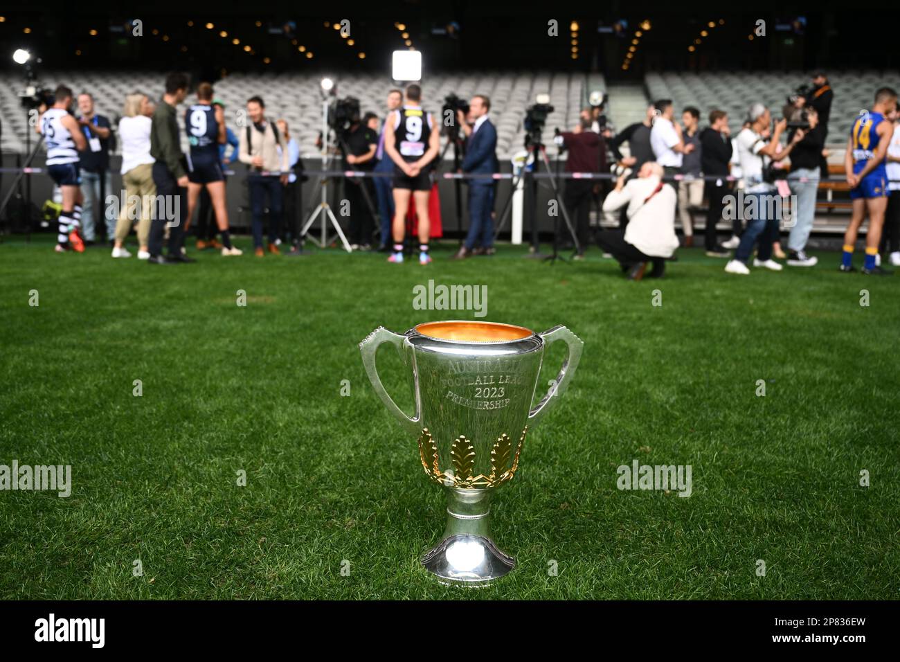 The AFL Premiership Cup during the 2023 AFL Captain’s Day at Marvel ...