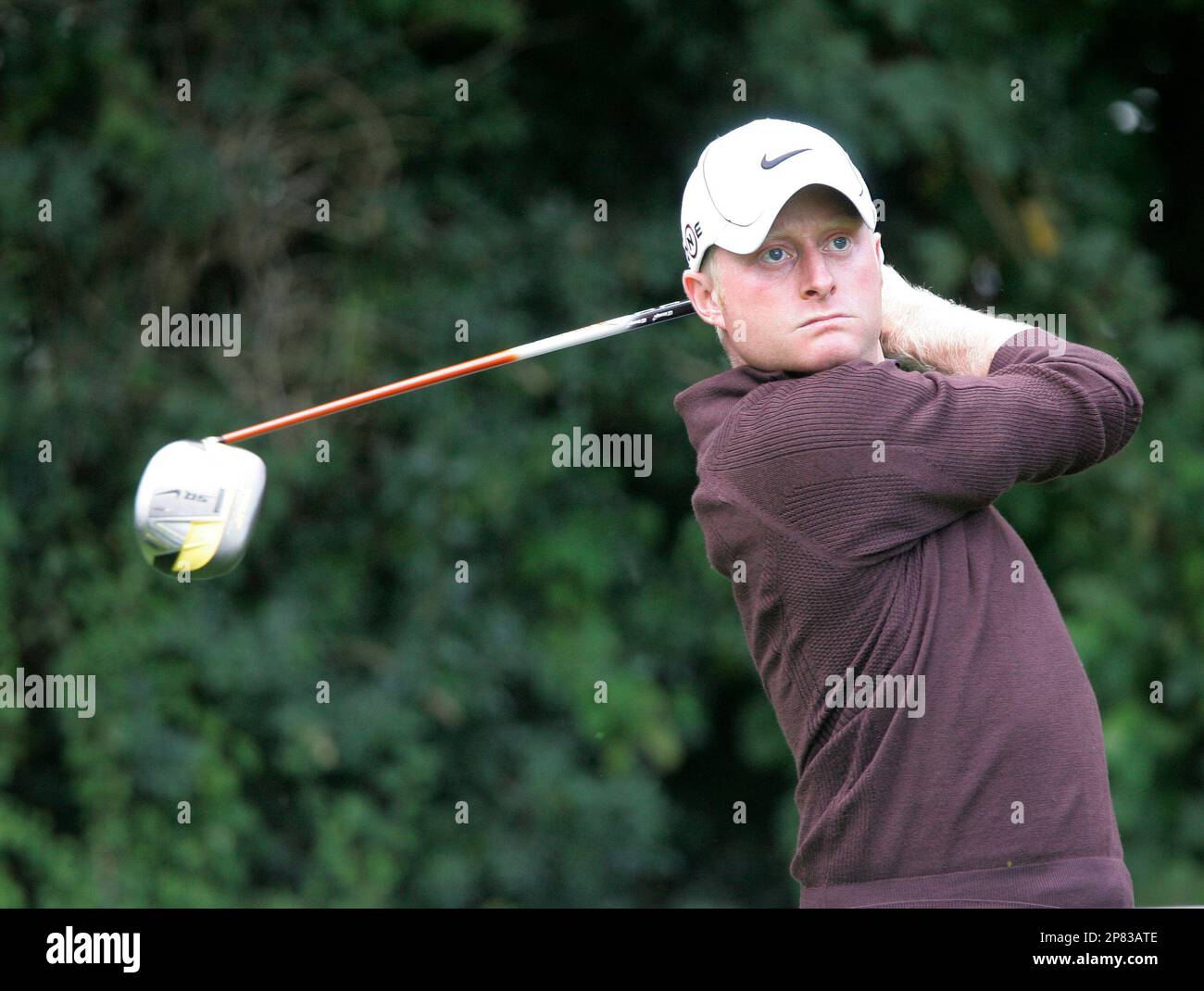 England's Simon Dyson tees off on the 3rd hole during the finale round ...